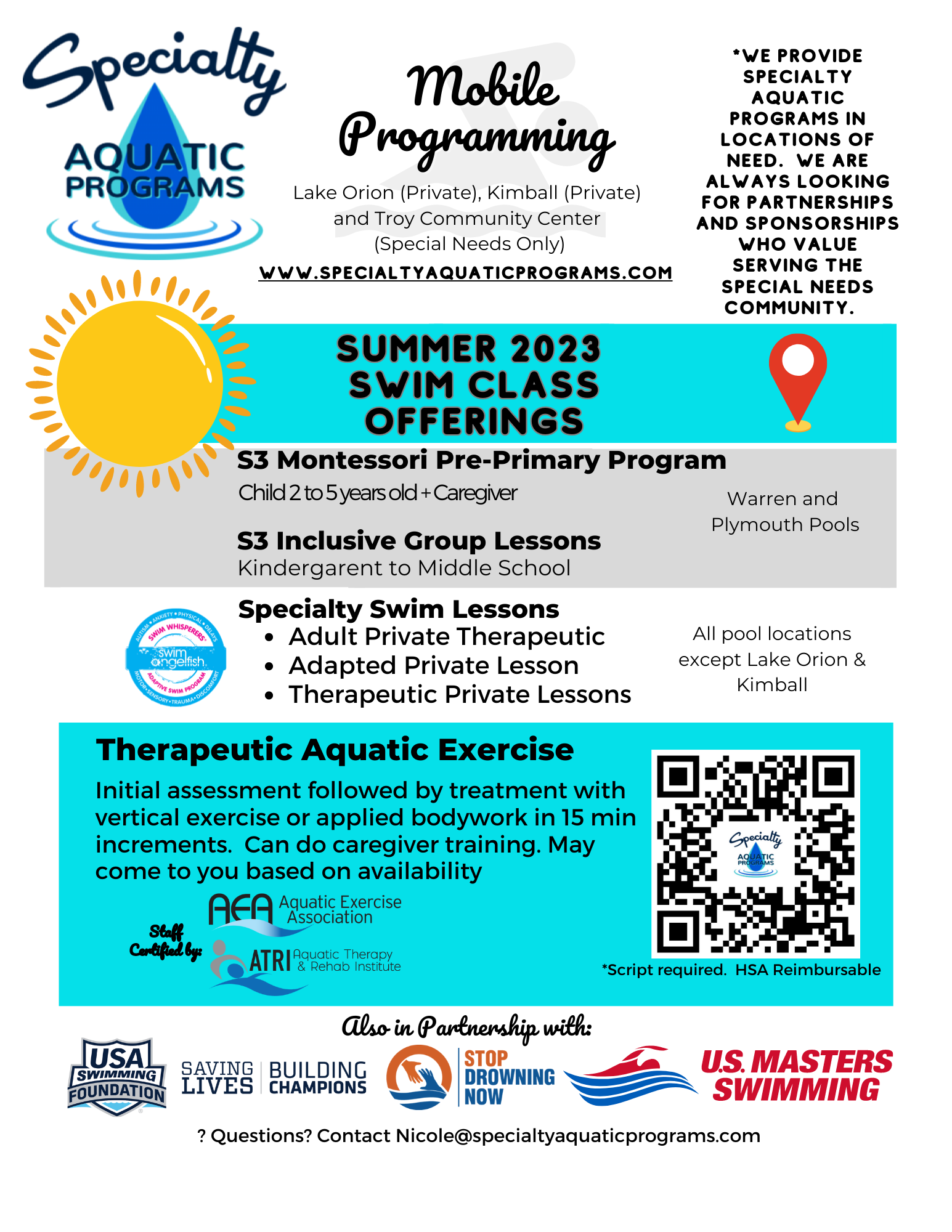 More Info – Specialty Aquatic Programs